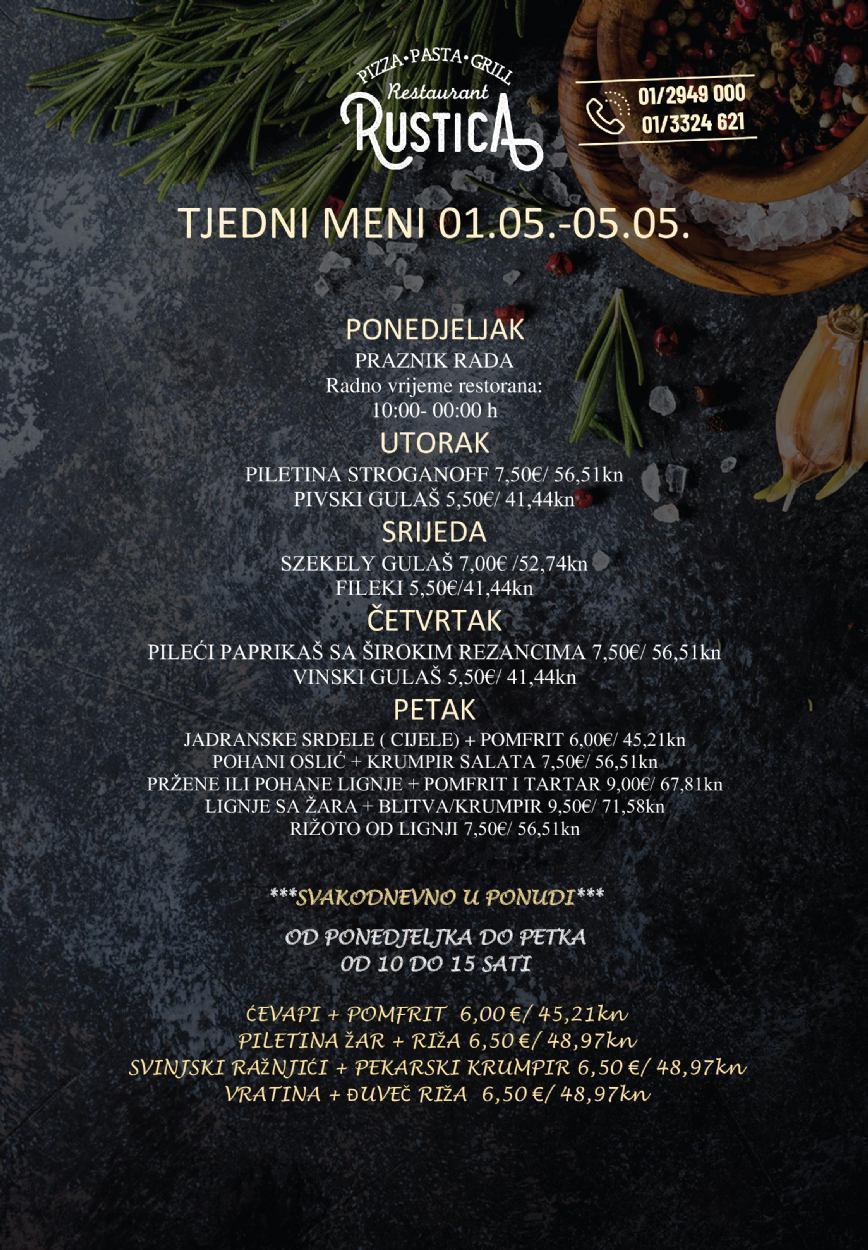 Tjedni gablec Restoran Rustica Zagreb | Restoran Rustica