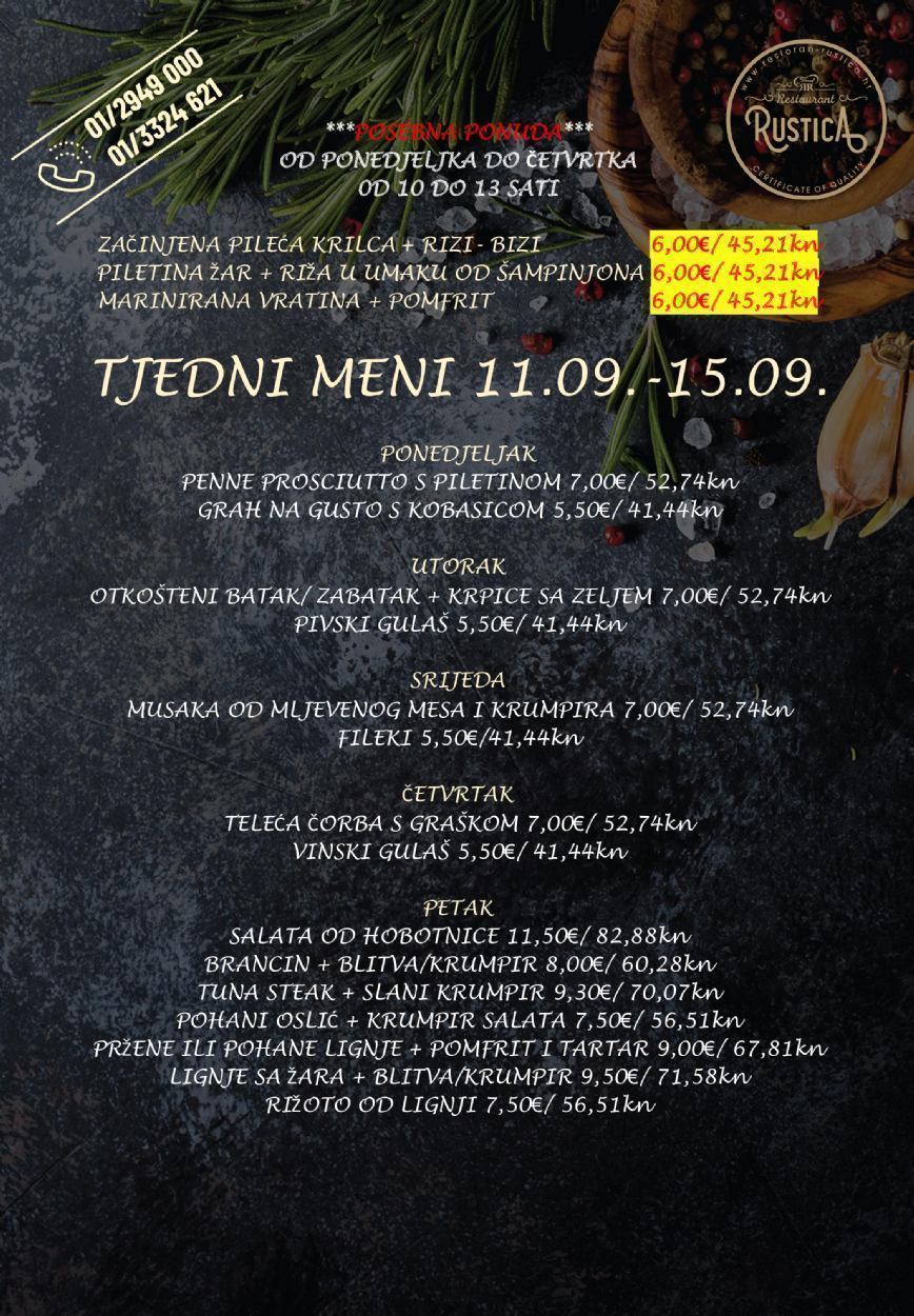 Tjedni gablec Restoran Rustica Zagreb | Restoran Rustica